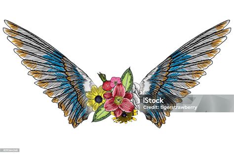 어머니의 날 장미 꽃 새 날개와 레이아웃 디자인을 그리기 전단지 카드 초대장에 대 한 개념입니다 천사 날개와 피 릴리 장미 Blackwork 여성 스타일에서 문신 벡터입니다