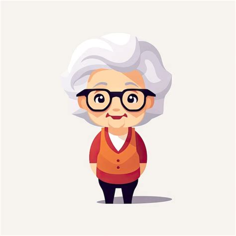 Premium Ai Image Elderly Woman In Flat Minimalistic Animation Ai Generated