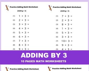 10 Printable Addition Math Worksheets Adding By 1 Numbers 1 20