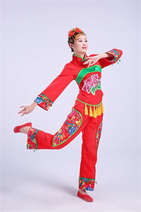Halloween Classical New Yangko Costume Dance Performance Clothing Women‘s Waist Drum Fan Dance