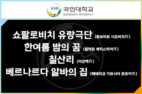 2022학년도 국민대학교 공연예술학부 연극전공 연기 수시모집요강 Jooactors 주액터스 연기학원