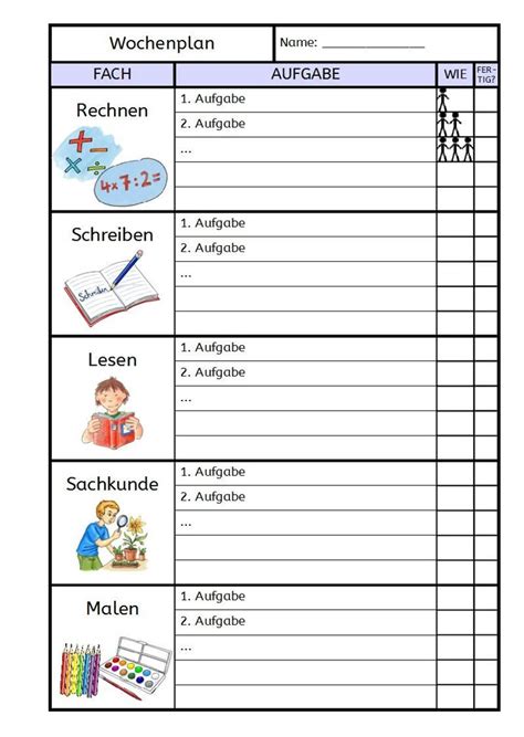 Eulenpost Wochenplan Unterricht Schule Häuslicher Unterricht Lernen Tipps Schule