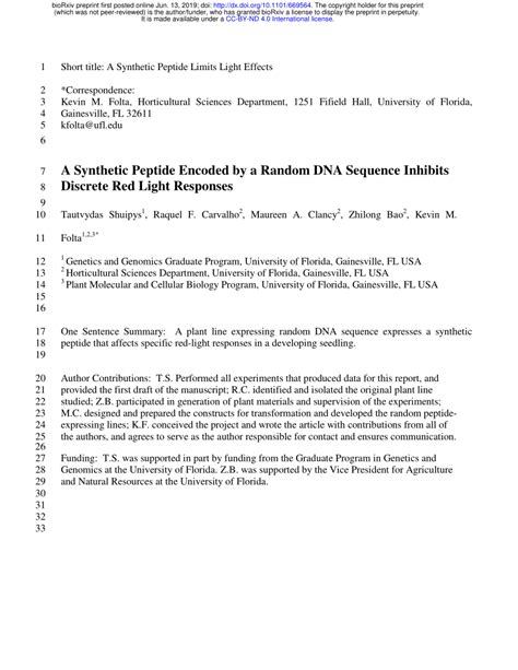 Pdf A Synthetic Peptide Encoded By A Random Dna Sequence Inhibits