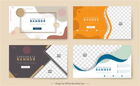 Corporate Banner Templates Modern Abstract Curves Geometric Decor