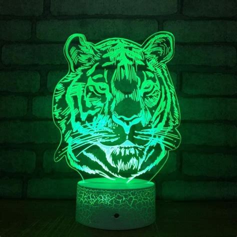 AXZZ 3D Tigre Lampe Illusion Optique LED Veilleuse Optiques Illusions Lampe De Nuit 7 Couleurs