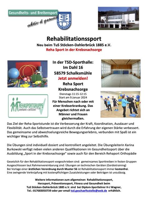RehaSport in der Krebsnachsorge TUS STÖCKEN DAHLERBRÜCK 1885 E V