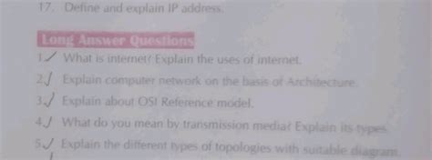 Define And Explain IP Address Long Answer StudyX