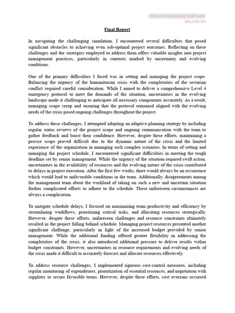 Individ Report Project Mgmt Download Free Pdf Project Management