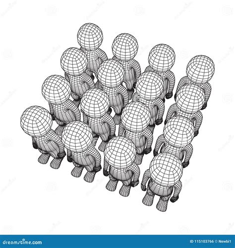 Wireframe Low Poly Mesh Human Cartoon Bodys Stock Vector Illustration