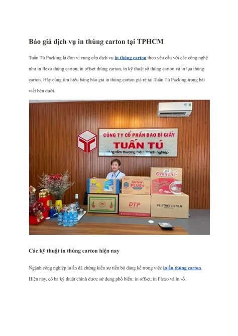 PPT Báo giá dịch vụ in thùng carton tại TPHCM PowerPoint Presentation