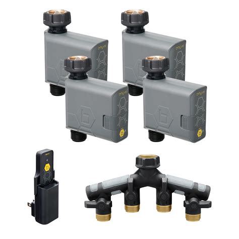 Orbit 21207 B Hyve Gen 2 Smart Hose Watering Timer 4 Pack With Wi Fi Hub And 4 Port Manifold