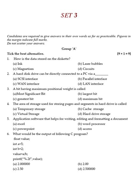 Xi Computer Science Set 3 Pdf Computer Data Storage Hard Disk Drive