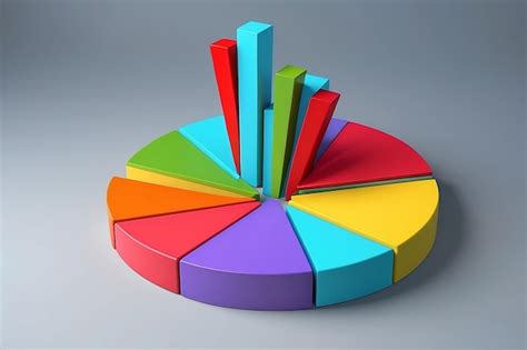 Premium Photo Multi Colored Pie Chart By Bar Graphs 3d Illustration