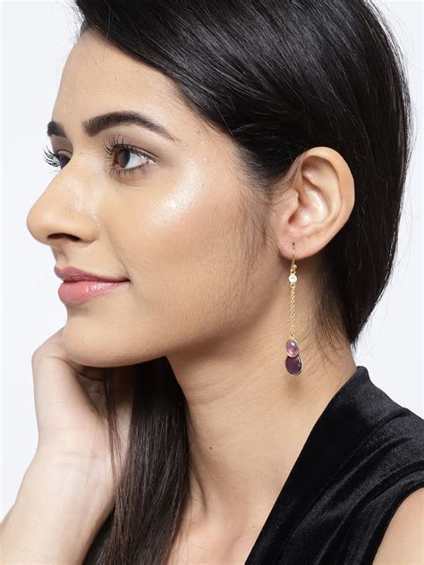Blueberry Gold Plated Chain Drop Earring Buy Blueberry Gold Plated