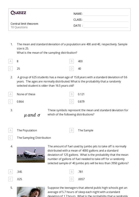 50 central limit theorem worksheets on quizizz free and printable