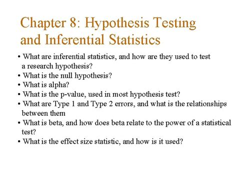 Chapter Hypothesis Testing And Inferential Statistics What
