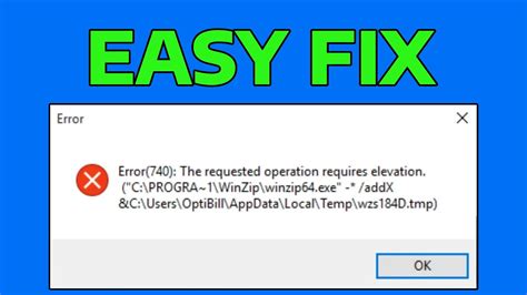 How To Fix Error 740 Message In Command Prompt Window Youtube