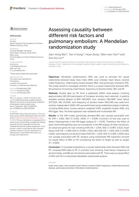 Pdf Assessing Causality Between Different Risk Factors And Pulmonary