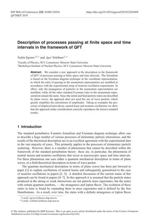 Pdf Description Of Processes Passing At Finite Space And Time Intervals In The Framework Of Qft