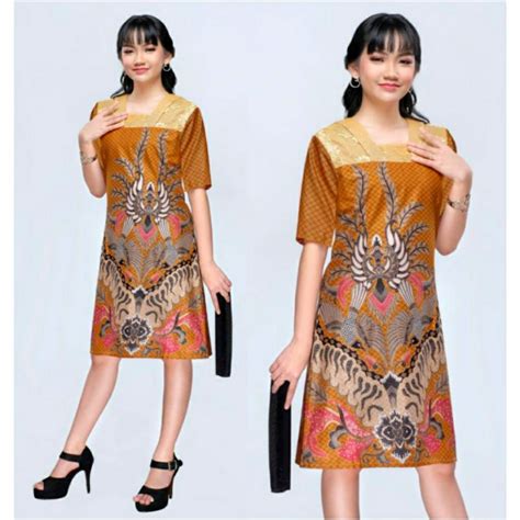 Jual Dress Batik Modern Jumbo 4l 5l Kombinasi Brokat Dress Tunik Batik