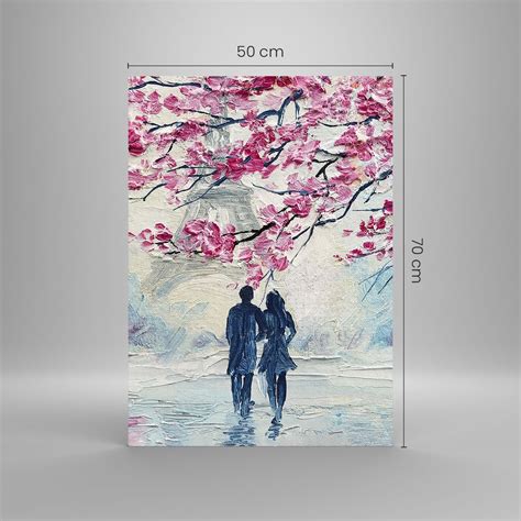Obraz na szkle Romantyczny spacer 50x70cm Paryż Wieża Eiffla