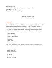 PHIL Introduction To Critical Thinking Chapter Categorical Logic Homework Part