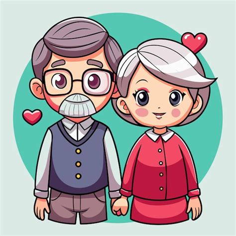 Premium Vector Happy Grandpa And Grandma Celebrating Love Cartoon