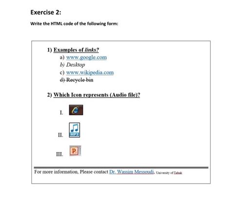 Solved Exercise 1 Write The Html Code Of The Following