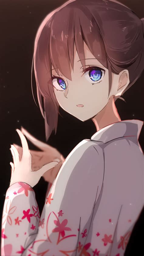 Anime Girl Long Brown Hair Blue Eyes