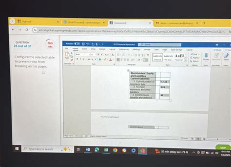 Configure The Selected Table To Prevent Rows From Breaking Across Pages