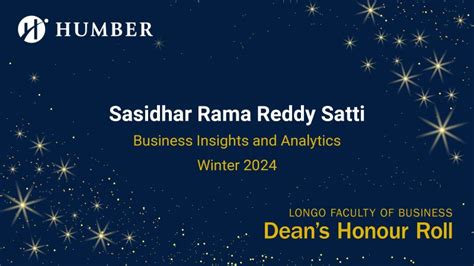 Sasidhar Rama Reddy Satti On Linkedin Deanslist Humbercollege Igscampus Businessinsights
