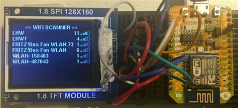handverdrahtet wifi scanner with esp8266 tft st7735b nodemcu