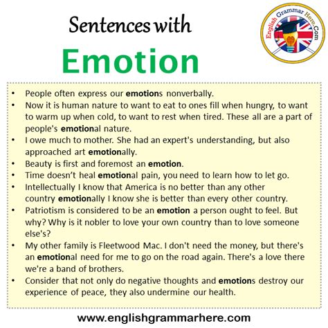 Sentences With Emotion Emotion In A Sentence In English Sentences For