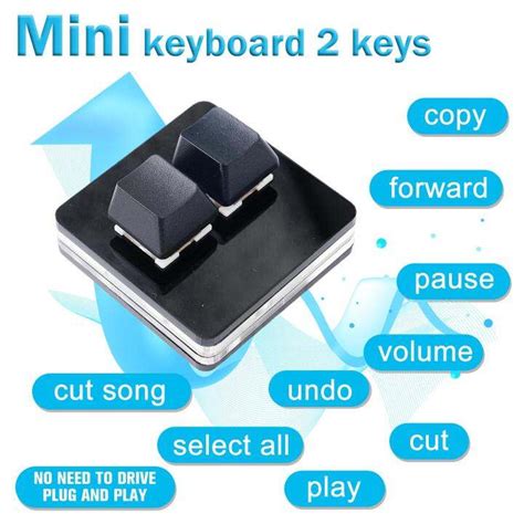 Black 2 Key Keypad Mini Keyboard Copy And Paste Custom One Key