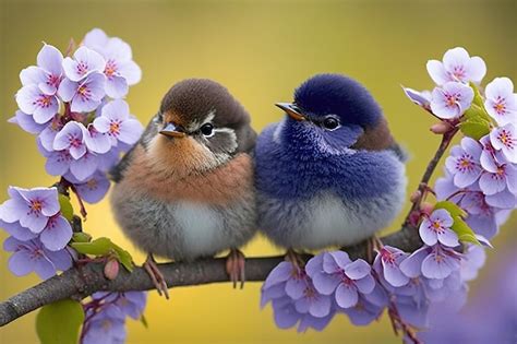 Premium Photo Couple Of Romantic Finch Birds On A Branch Love Concept Generative Ai