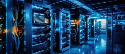 premium photo data center and network devices in high performance