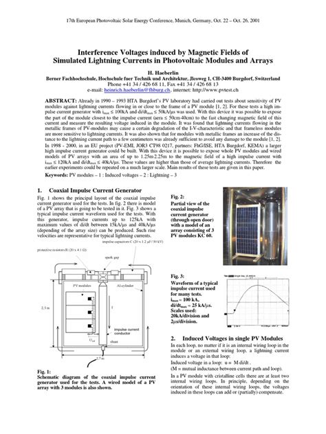 interference voltages induced by magnetic fields of simulated lightning