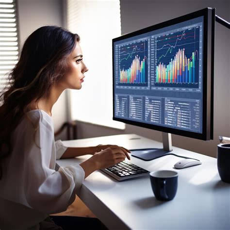 Premium Photo Woman Working On Computer Doing Big Data Analysis
