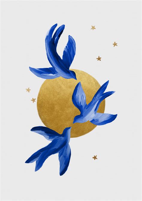 Blaue Vögel Orara Studio Als Kunstdruck Oder Gemälde