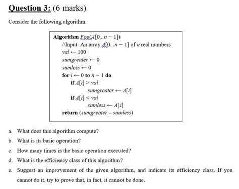 solved question 3 6 marks consider the following