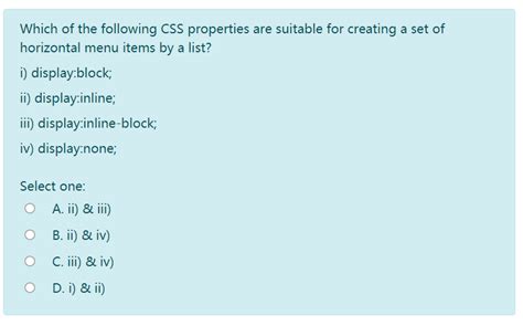 Solved Which Of The Following Css Properties Are Suitable Chegg