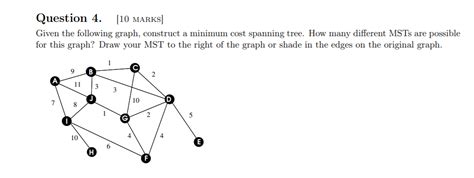 Solved Question 4 10 Marks Given The Following Graph