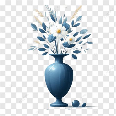 꽃꽂이가 있는 우아한 파란색 꽃병 꽃꽂이 파란 꽃병 정물 Png 일러스트 및 이미지 에 대한 무료 다운로드 Pngtree