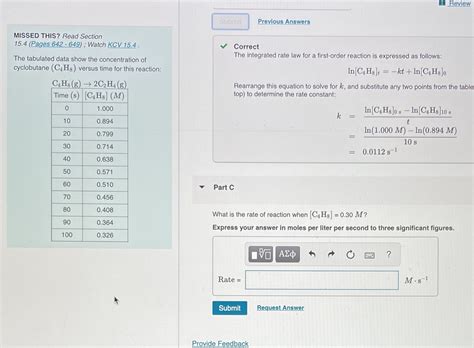 Solved Chapter 15 Question 10 Part C Review Submit Previous Answers