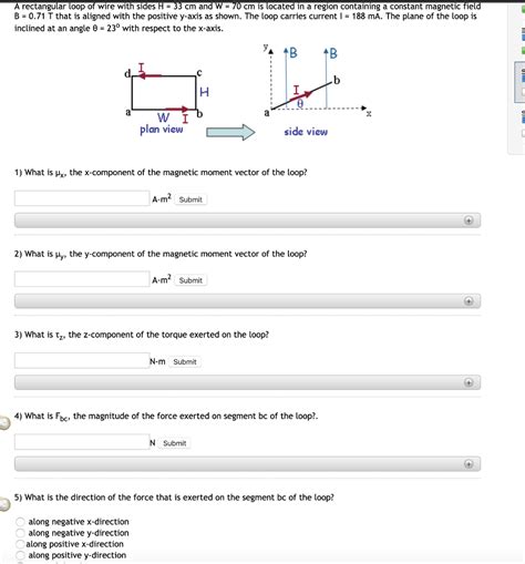 Solved A Rectangular Loop Of Wire With Sides H Cm And W Chegg