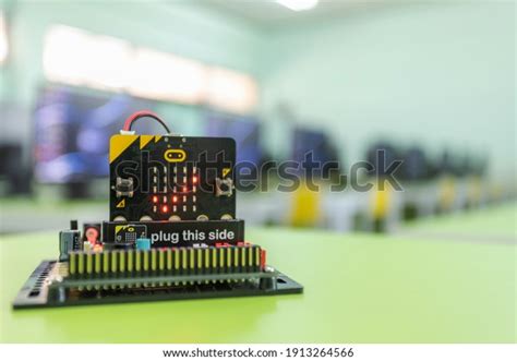 Microbit Educational Microcontroller Board Showing Checkmark Stock