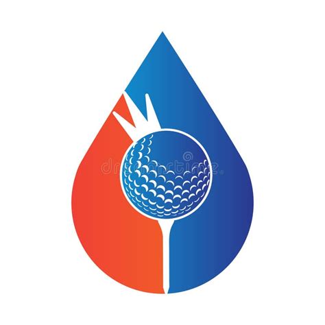 Golf Ball With Crown Inside A Shape Of Water Drop Vector Illustration