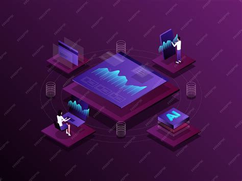 Premium Vector Investment Analytics Isometric Illustration Dark Gradient Suitable For Mobile