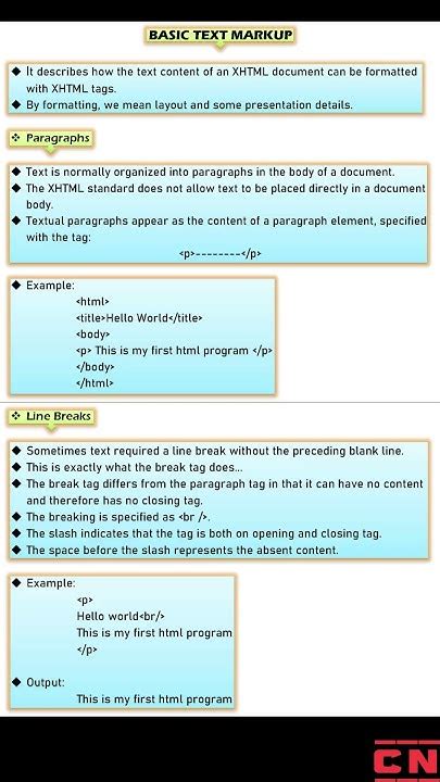 Html Basic Syntax Standard Xhtml Document Basic Text Markup