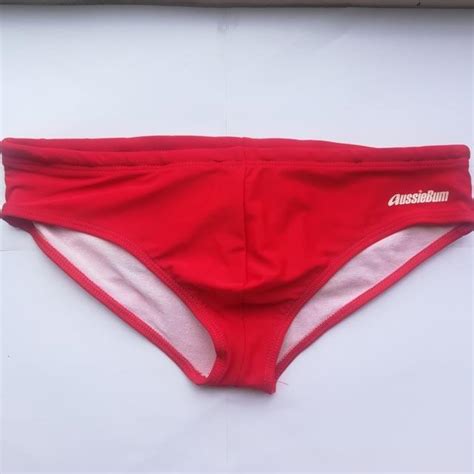 Aussiebum Swish Red Swim Brief Mens Fashion Bottoms Swim Trunks